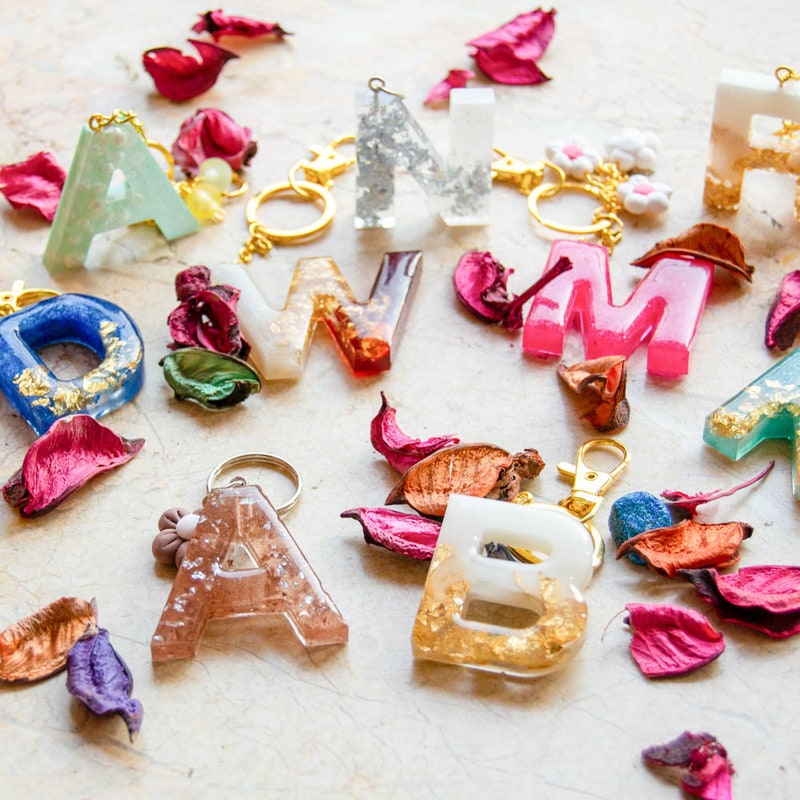 Resin Letter Keychain - Etsy
