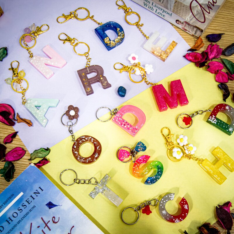 Resin Initial Keychain - Etsy