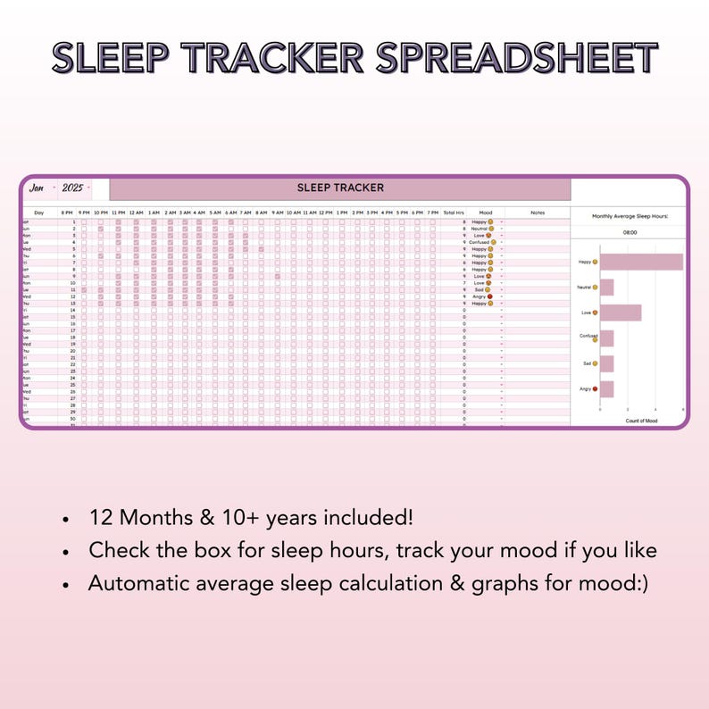 Sleep Tracker Printable Monthly, Daily Sleep Journal PDF Sleep Quality ...
