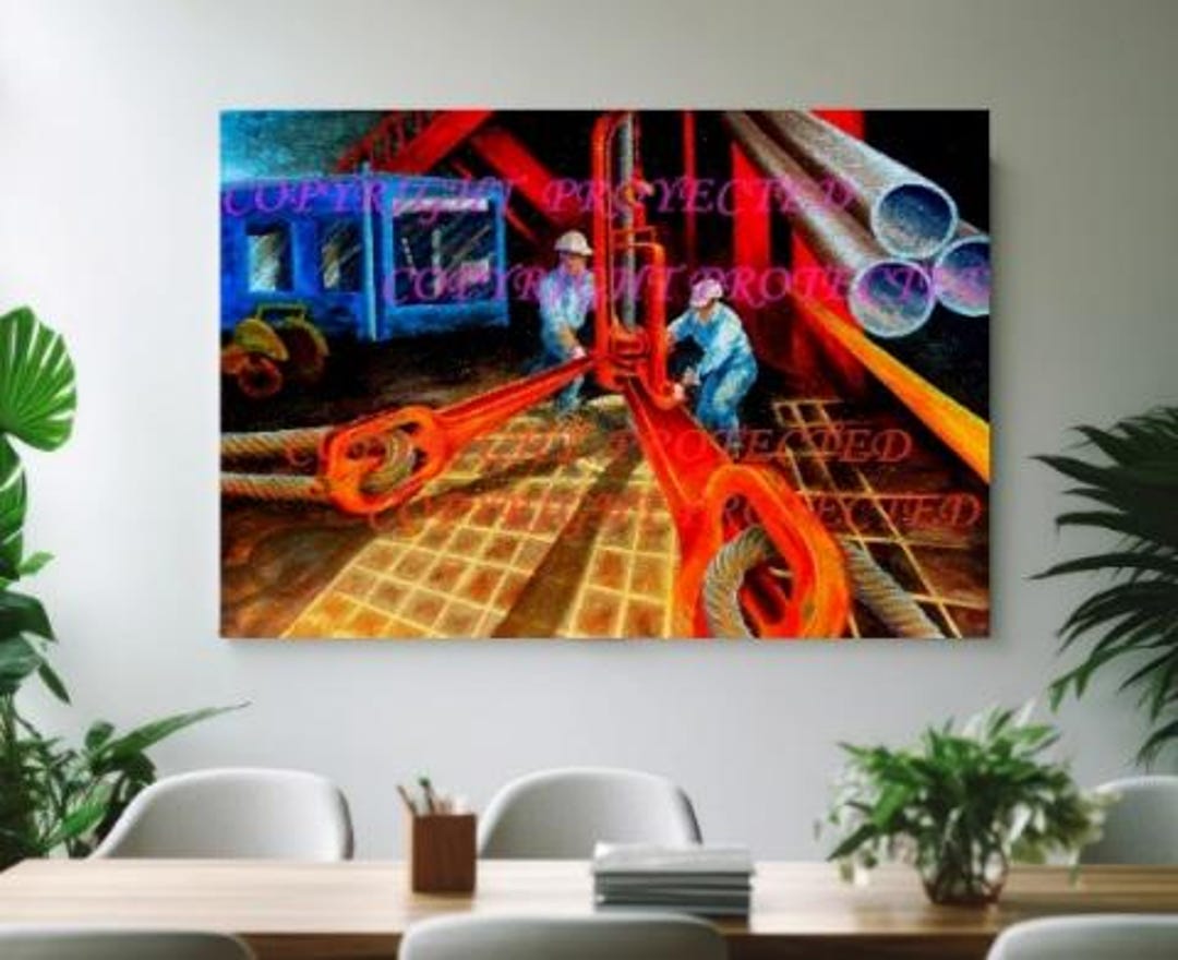 ON BOARD DECK Canvas Wrapped Oil Rig Canvas Print – Industrial Decor ...