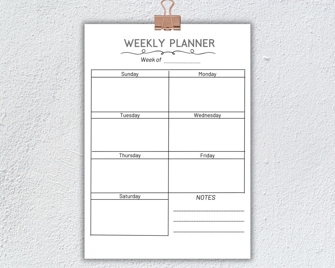 Minimalist Weekly Planner Printable Minimalist Weekly - Etsy