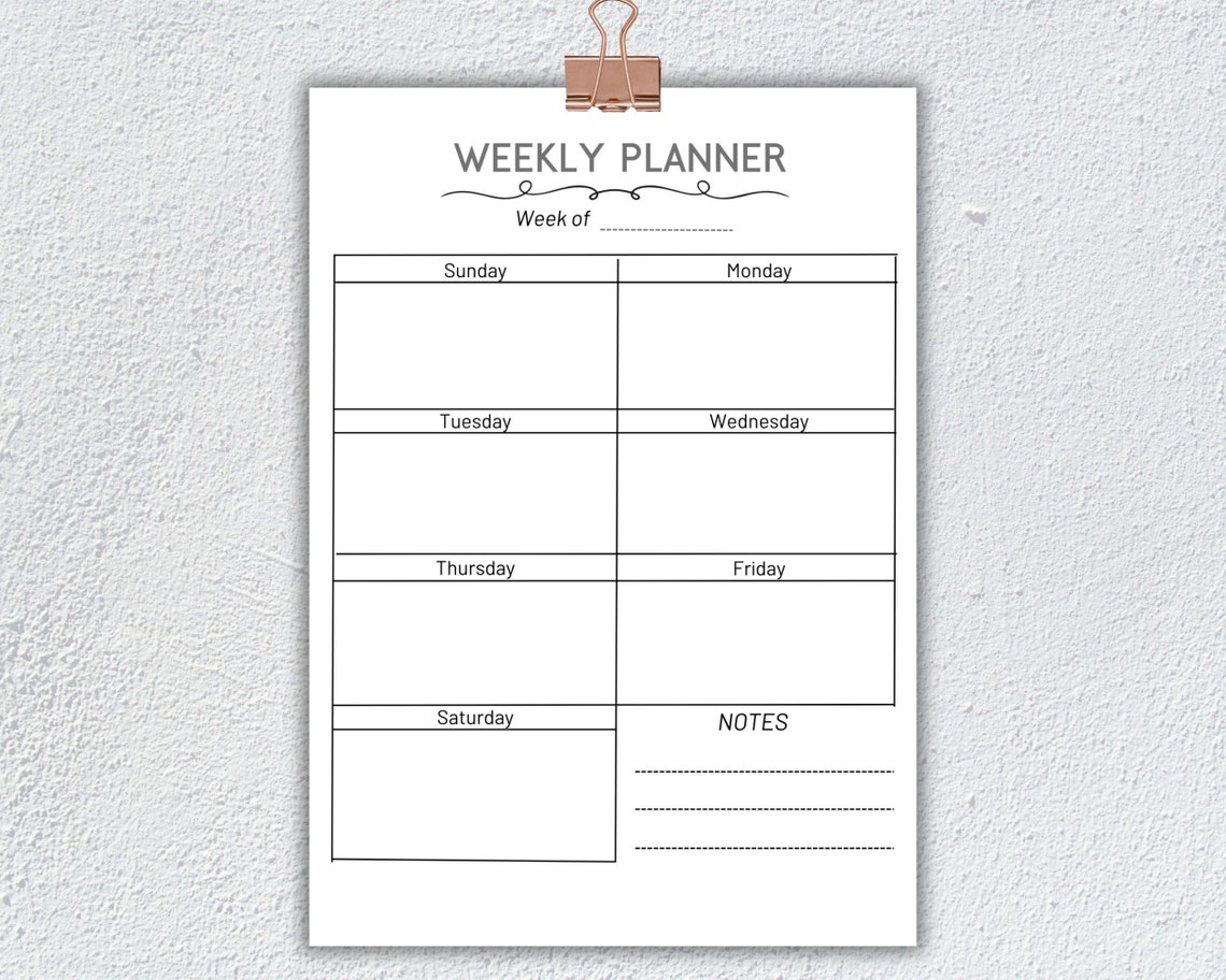 Minimalist Weekly Planner Printable Minimalist Weekly - Etsy