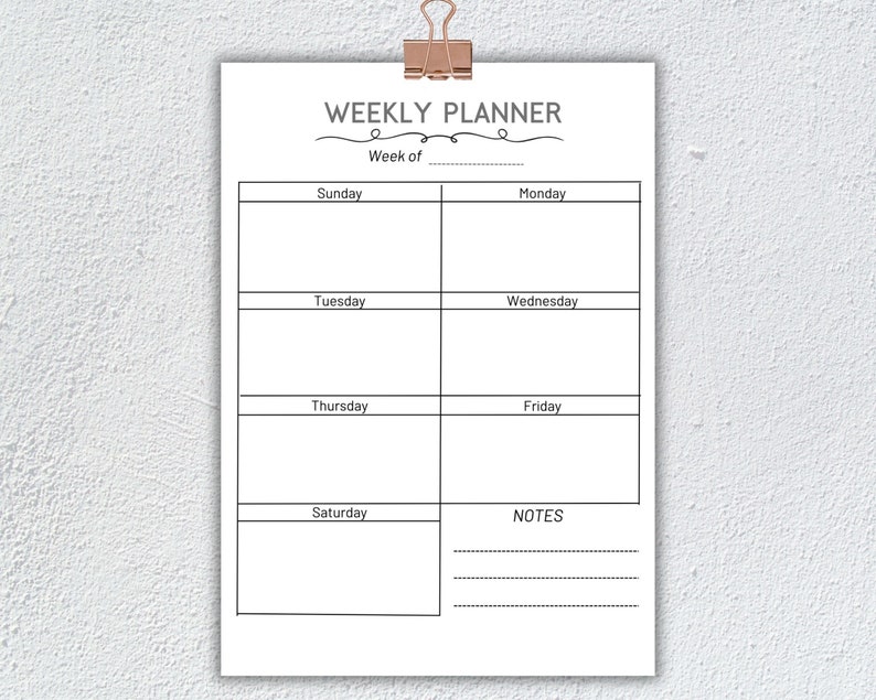Minimalist Weekly Planner Printable Minimalist Weekly - Etsy