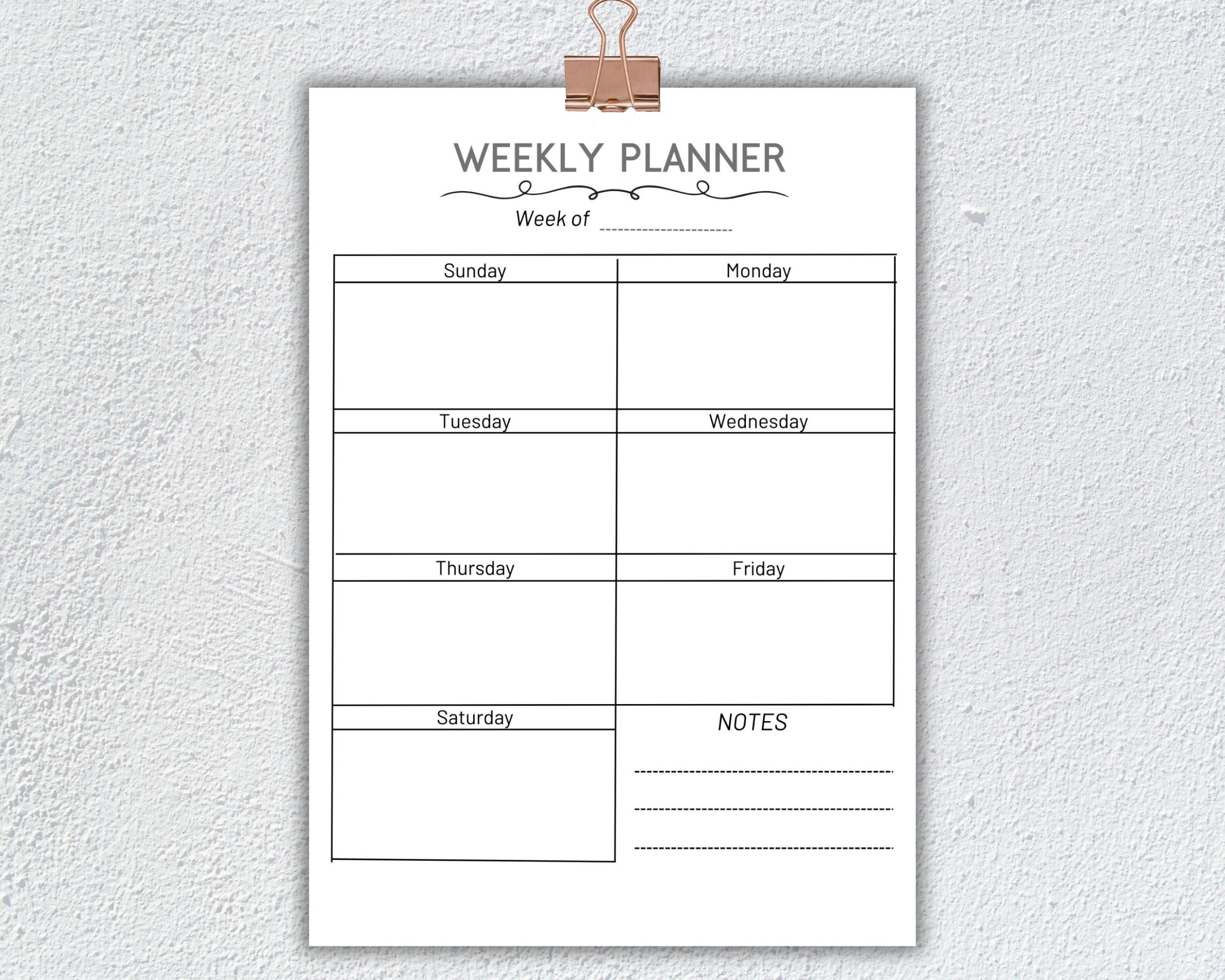 Minimalist Weekly Planner Printable Minimalist Weekly - Etsy