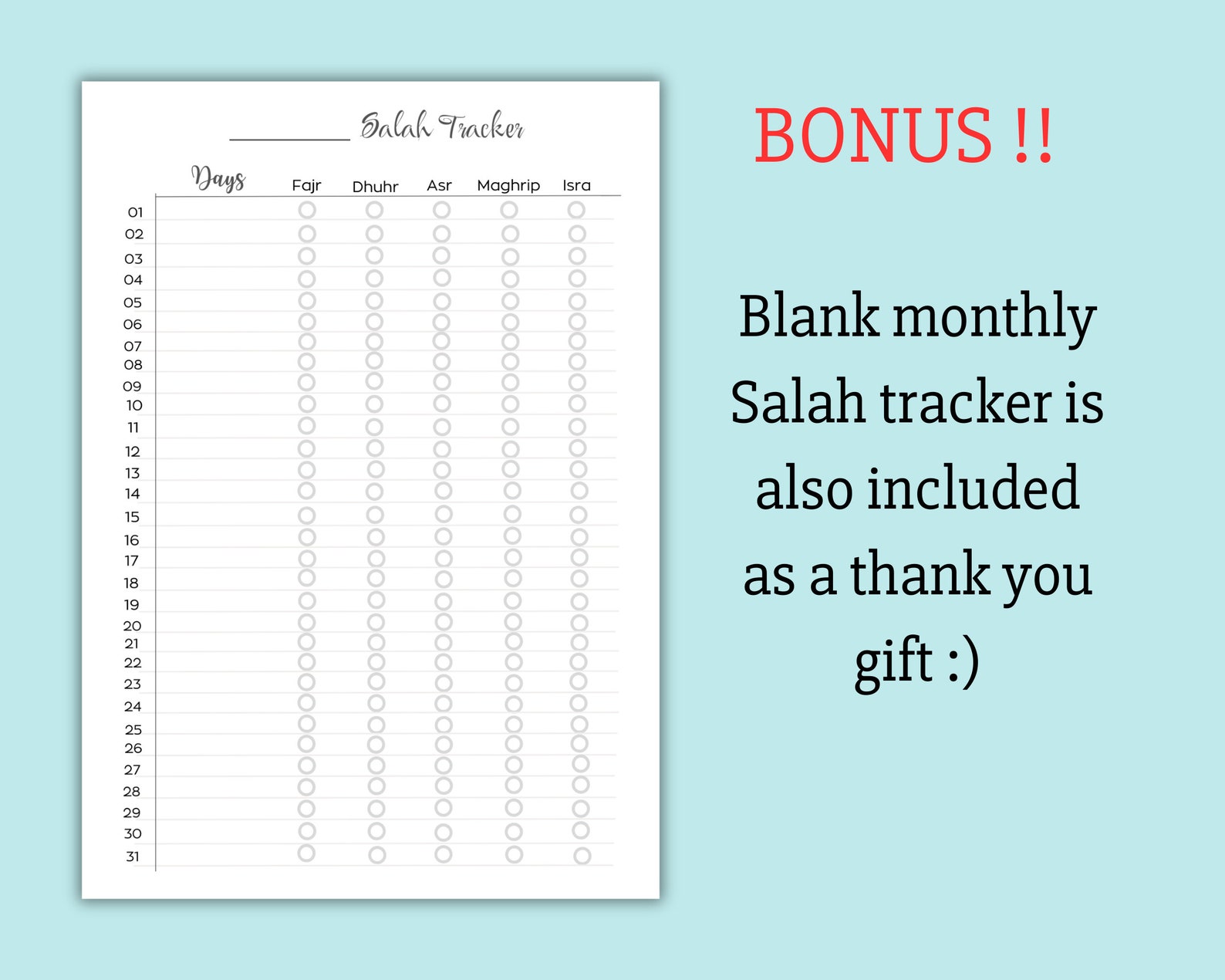 365 Day Salah Tracker Bundle, Blank Yearly Salah Planner, Muslim Salah ...