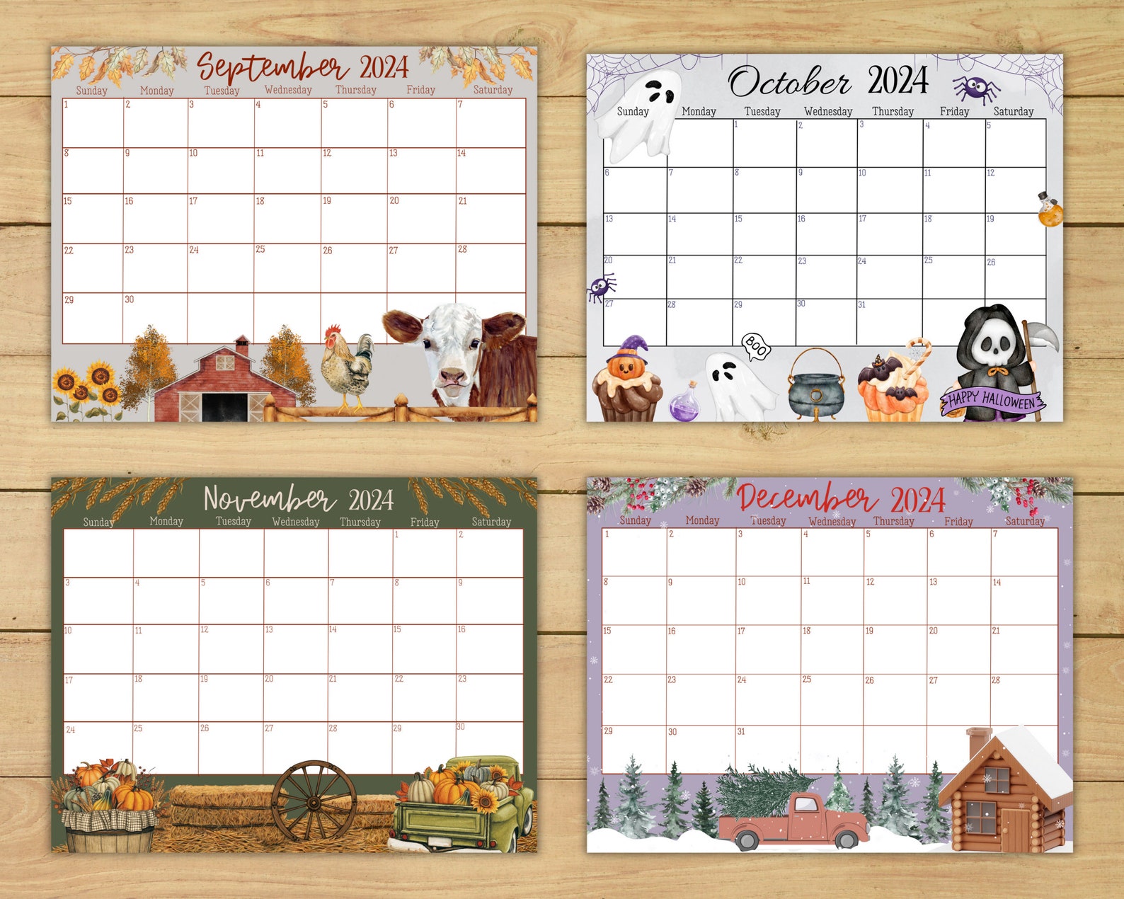 EDITABLE Monthly Calendar 2024 BUNDLE, Editable Printable Fillable ...