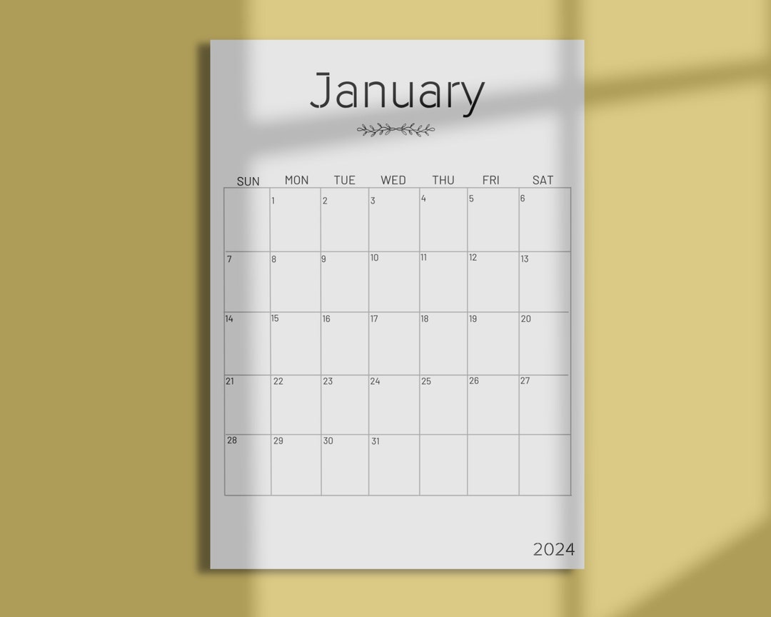 2024 Calendar Printable Landscape Minimalist 2024 Monthly - Etsy