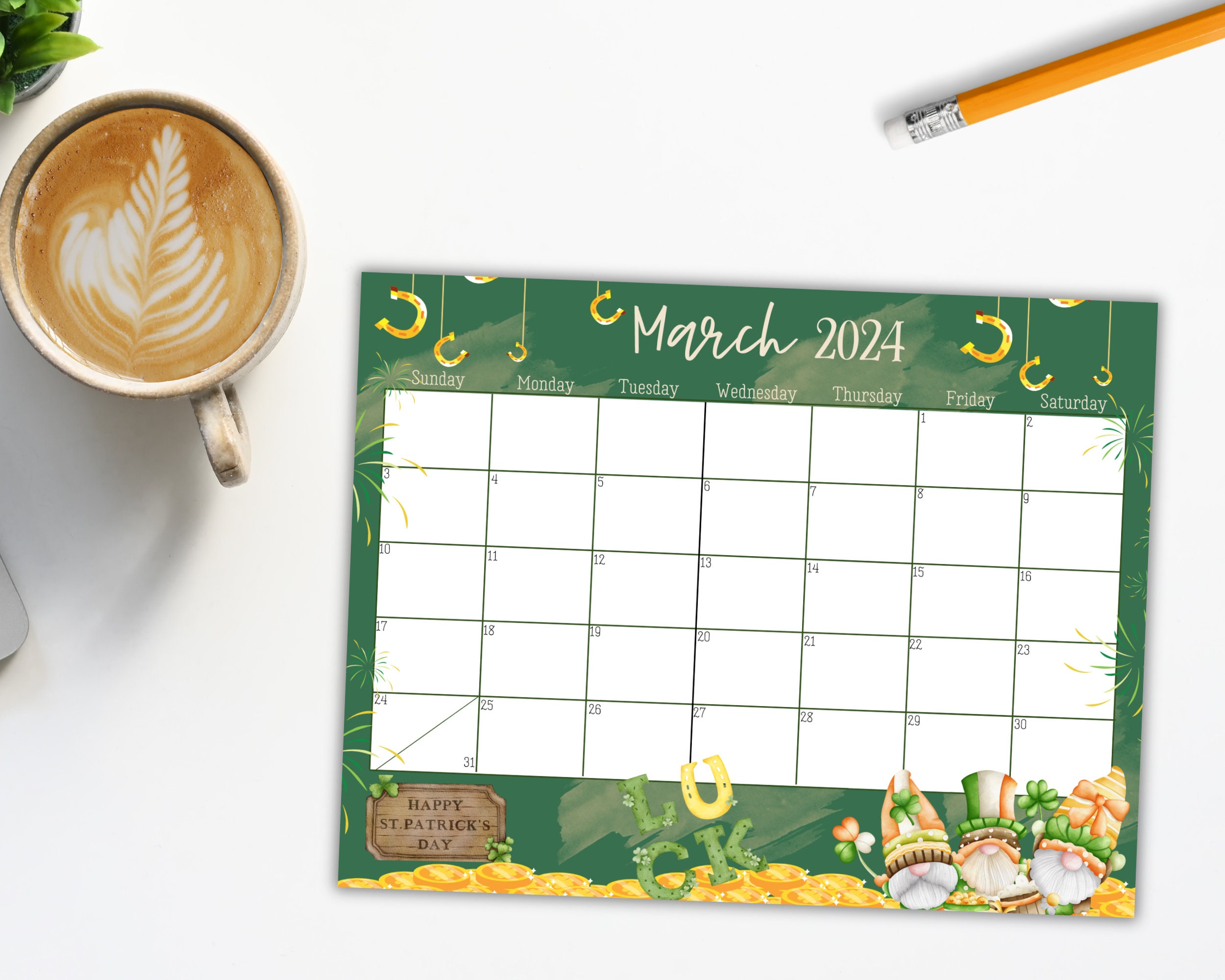 EDITABLE March 2024 Calendar Printable, 2024 March Monthly Planner ...
