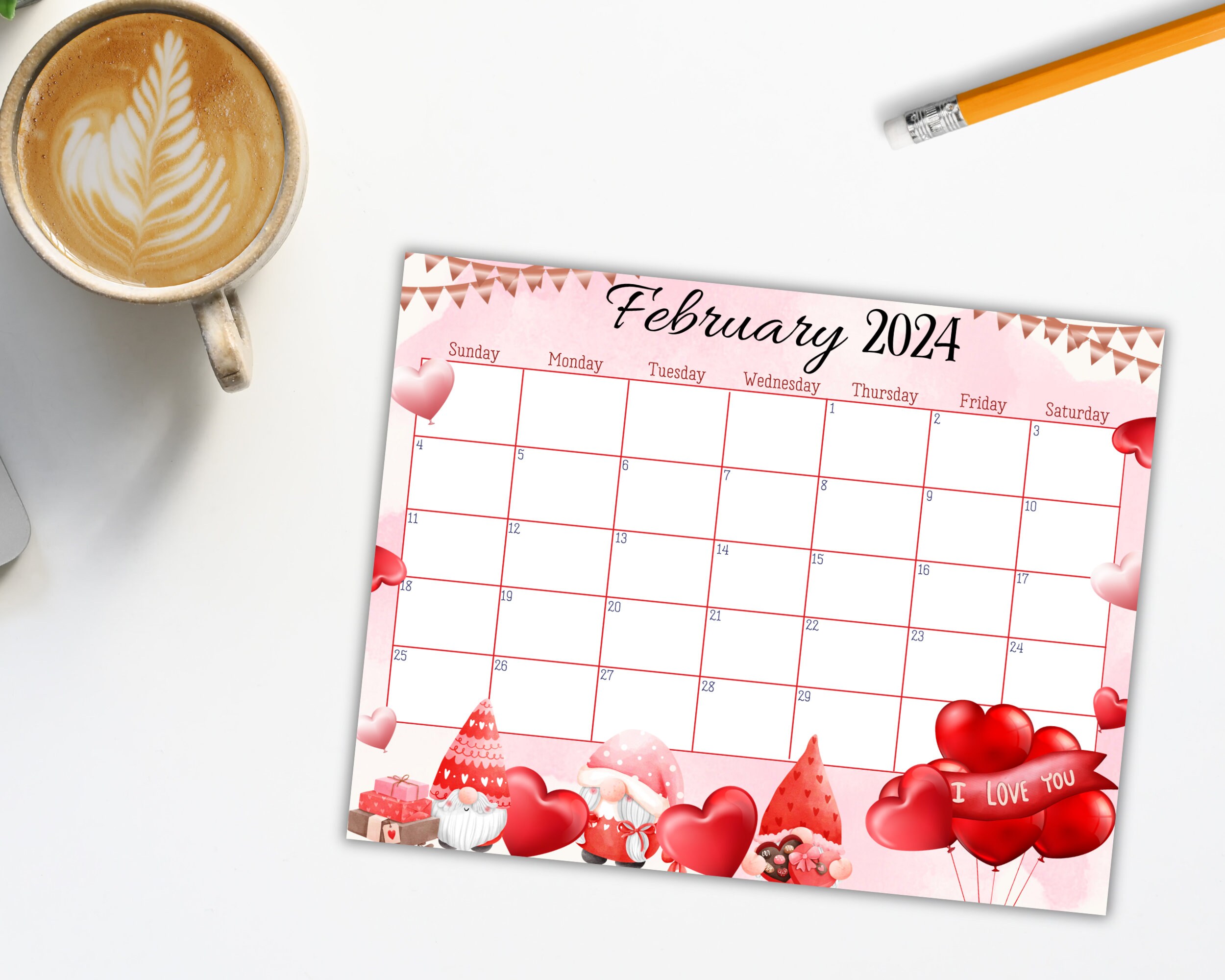 EDITABLE February 2024 Calendar Printable, 2024 February Planner ...