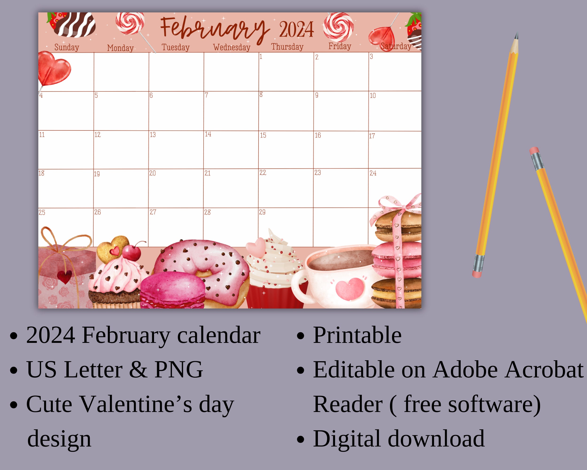 EDITABLE February 2024 Calendar Printable, 2024 February Planner ...