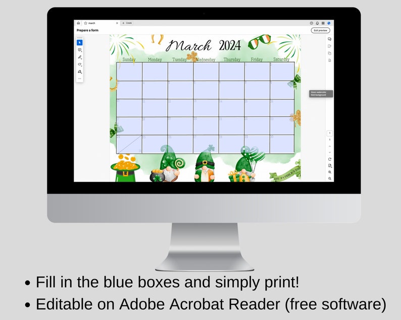 EDITABLE March 2024 Calendar Printable, 2024 March Planner, Happy Saint ...