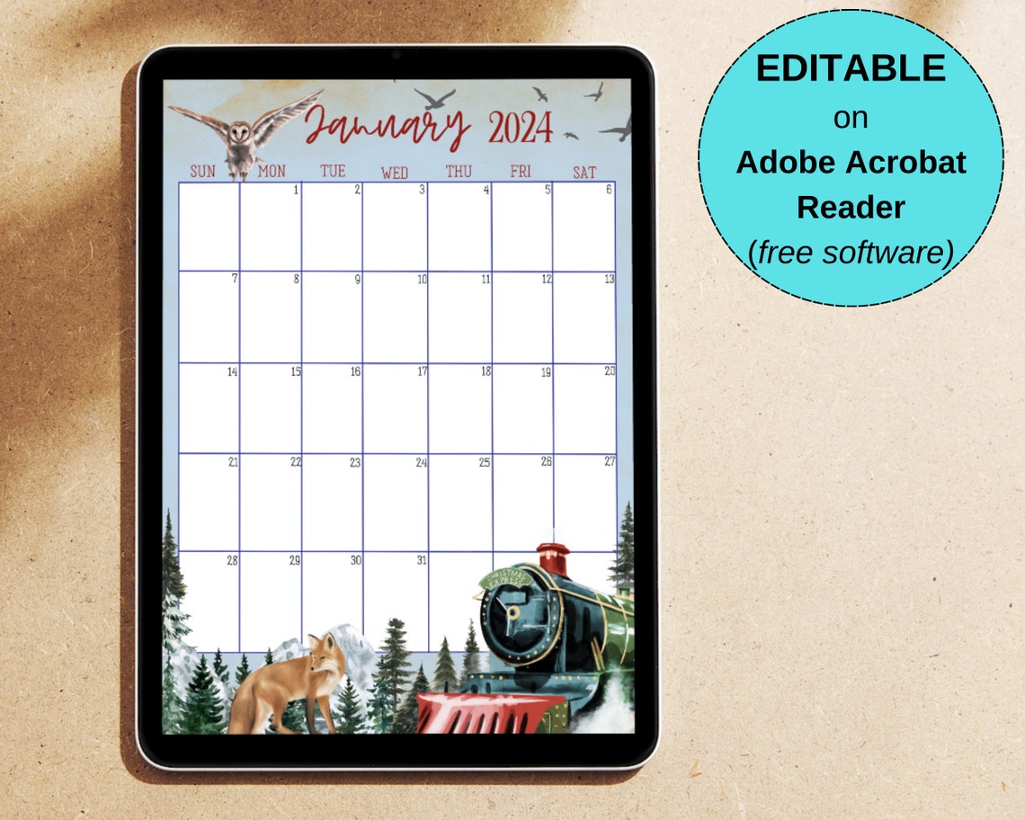 EDITABLE January 2024 Calendar vertical / Portrait, 2024 January ...