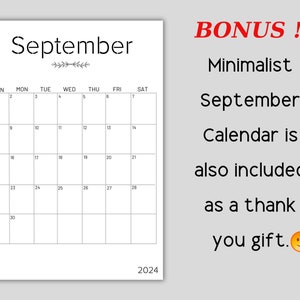 EDITABLE September 2024 Calendar Printable, Back to School 2024 ...