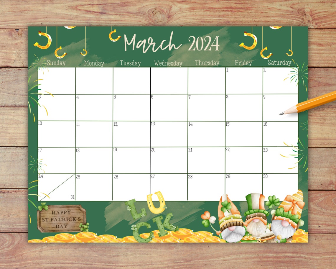 EDITABLE March 2024 Calendar Printable, 2024 March Monthly Planner ...