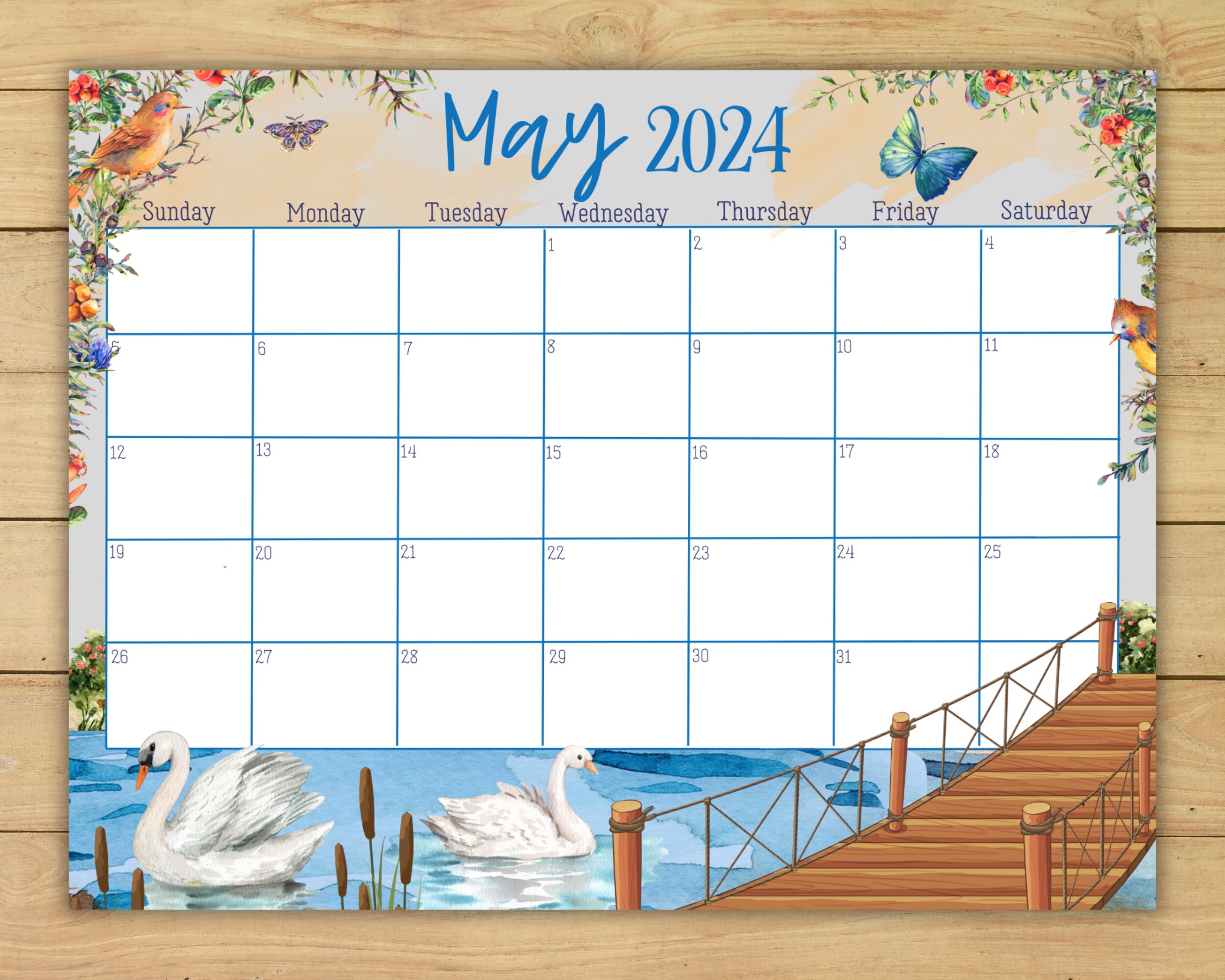 EDITABLE May 2024 Calendar Printable, 2024 May Monthly Planner, Happy ...