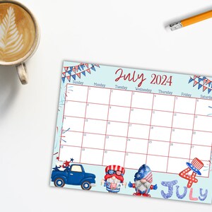 EDITABLE July 2024 Calendar Printable, 2024 July Monthly Planner ...