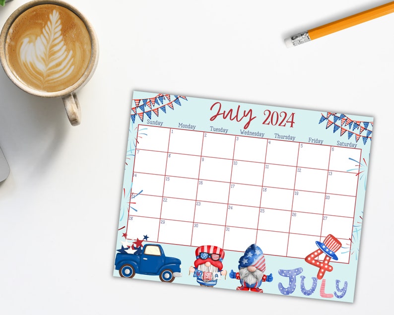EDITABLE July 2024 Calendar Printable, 2024 July Monthly Planner ...