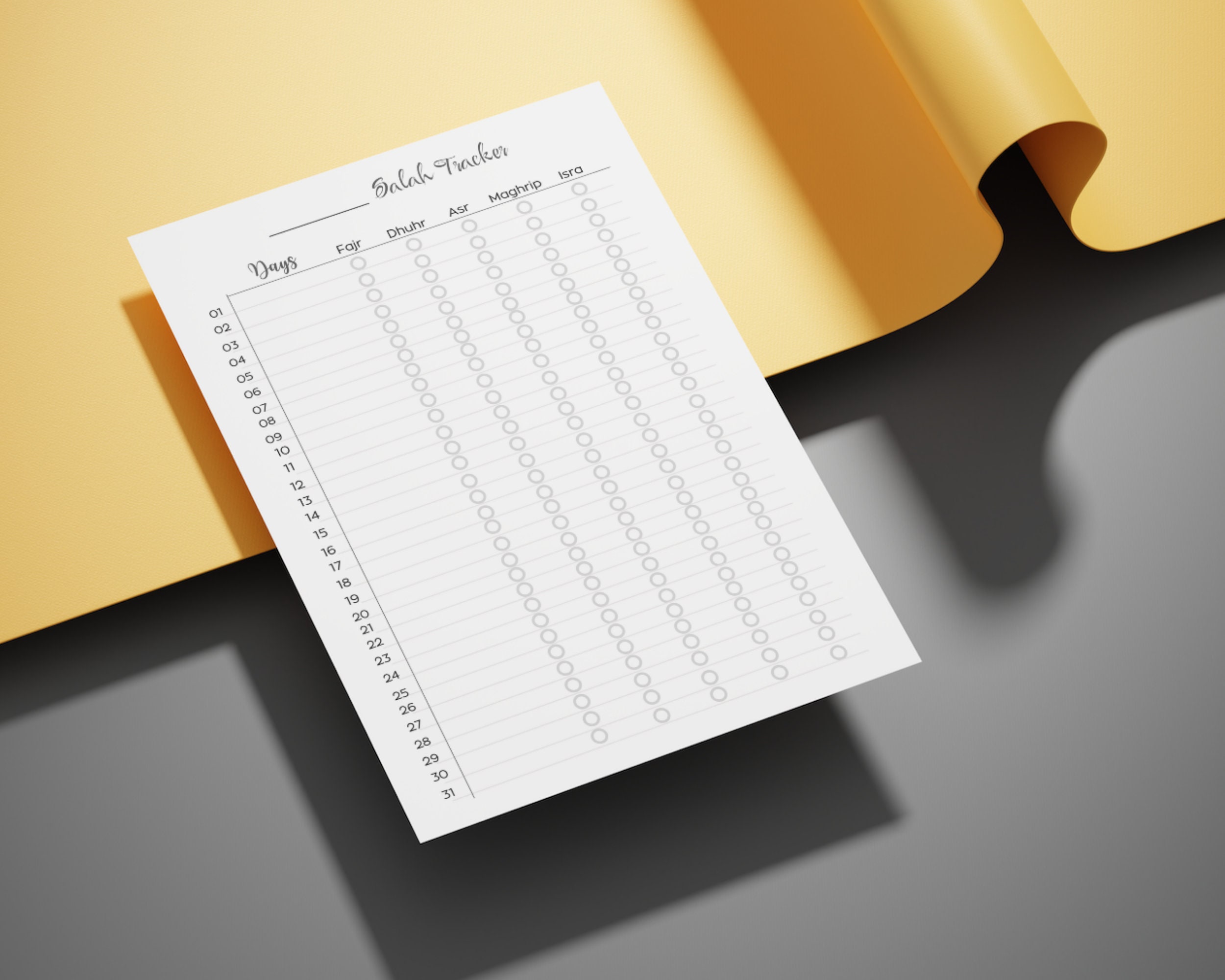 Monthly Salah Tracker, Blank Monthly Salah Planner, Muslim Salah ...