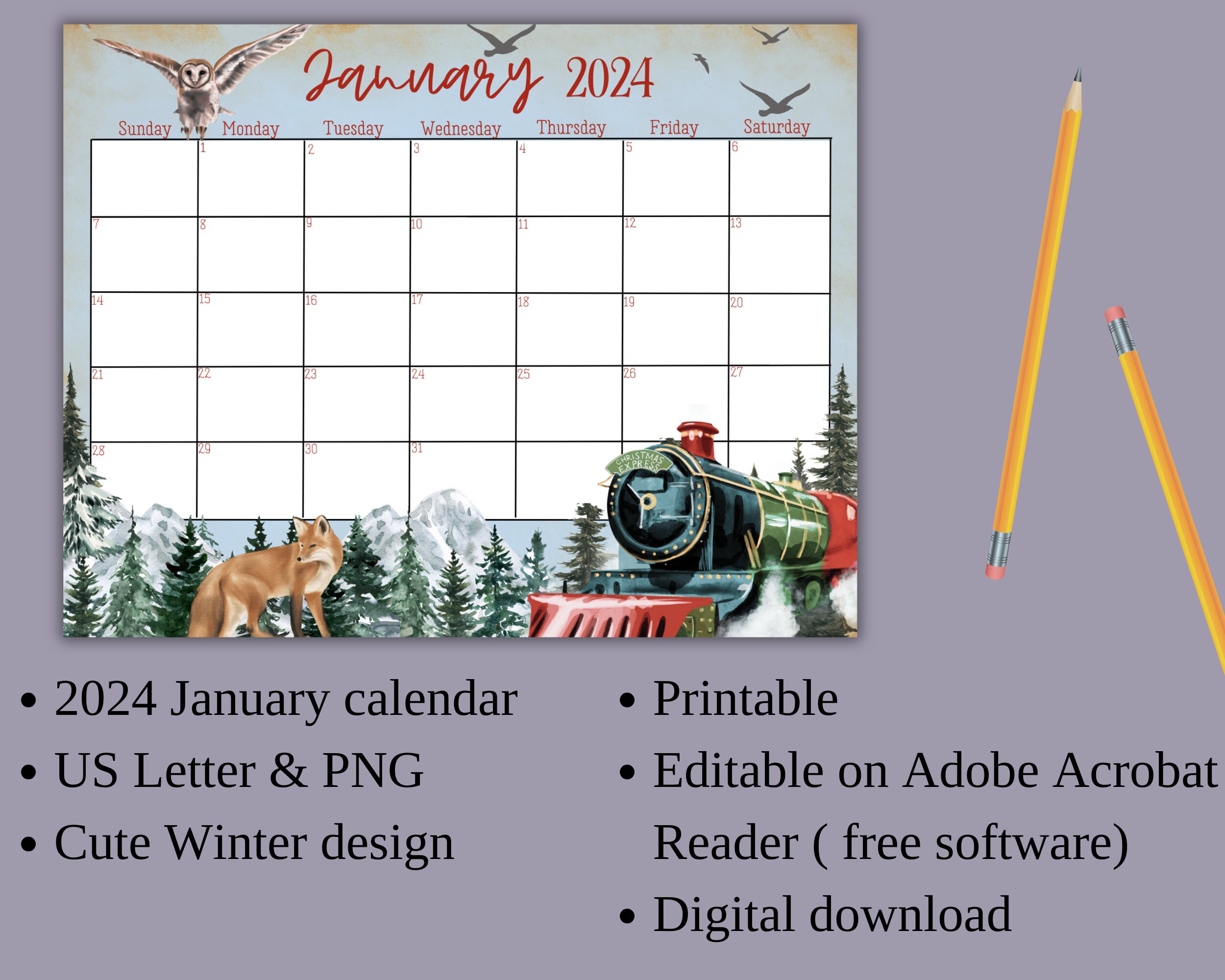 EDITABLE January 2024 Calendar Printable, 2024 January Planner, January ...