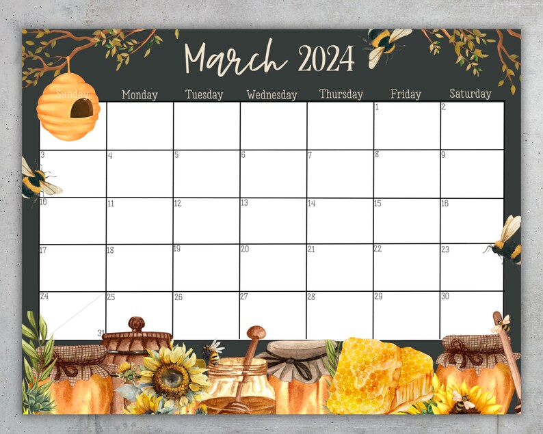 EDITABLE March 2024 Calendar Printable, 2024 March Monthly Planner ...