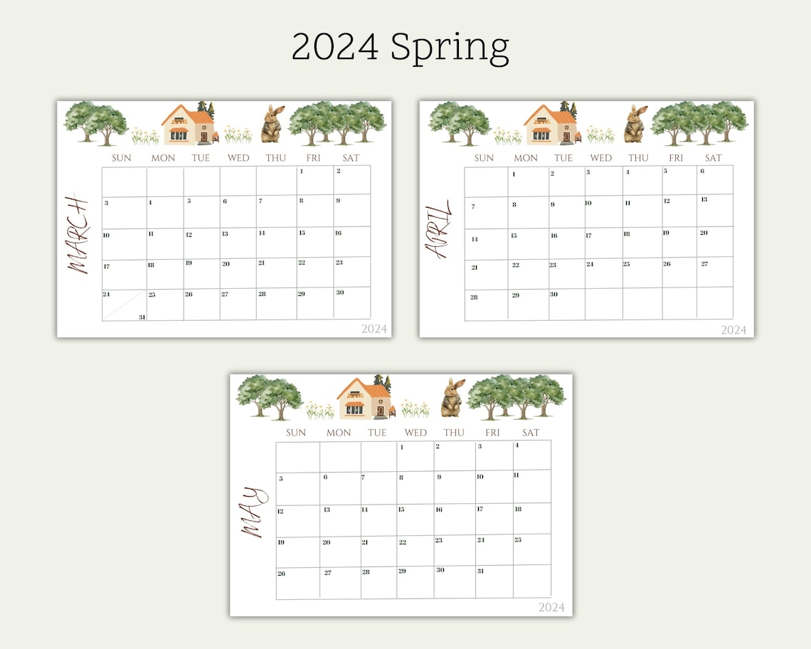 2024 Calendar Printable Landscape, 2024 Monthly Calendar Printable ...