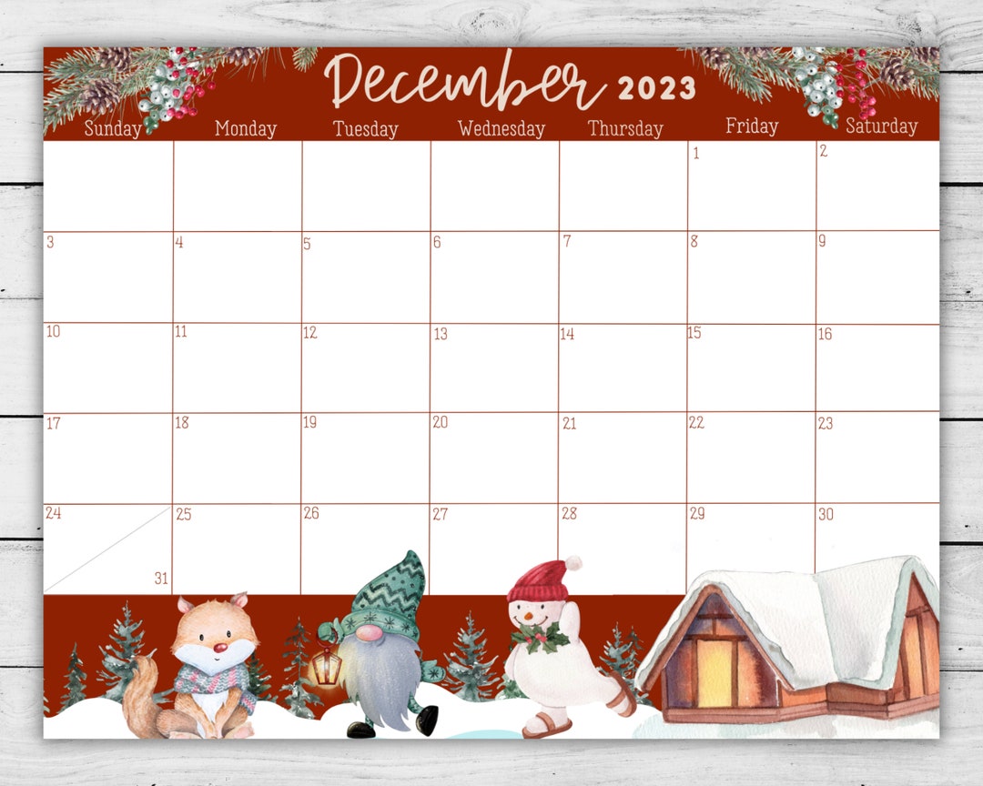 EDITABLE December 2023 Calendar December 2023 Planner - Etsy Australia