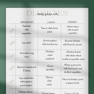 Diabetes Meal Plan Printable Diabetes Food Guide Diabetes - Etsy