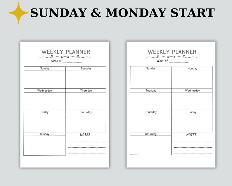 Minimalist Weekly Planner Printable Minimalist Weekly - Etsy