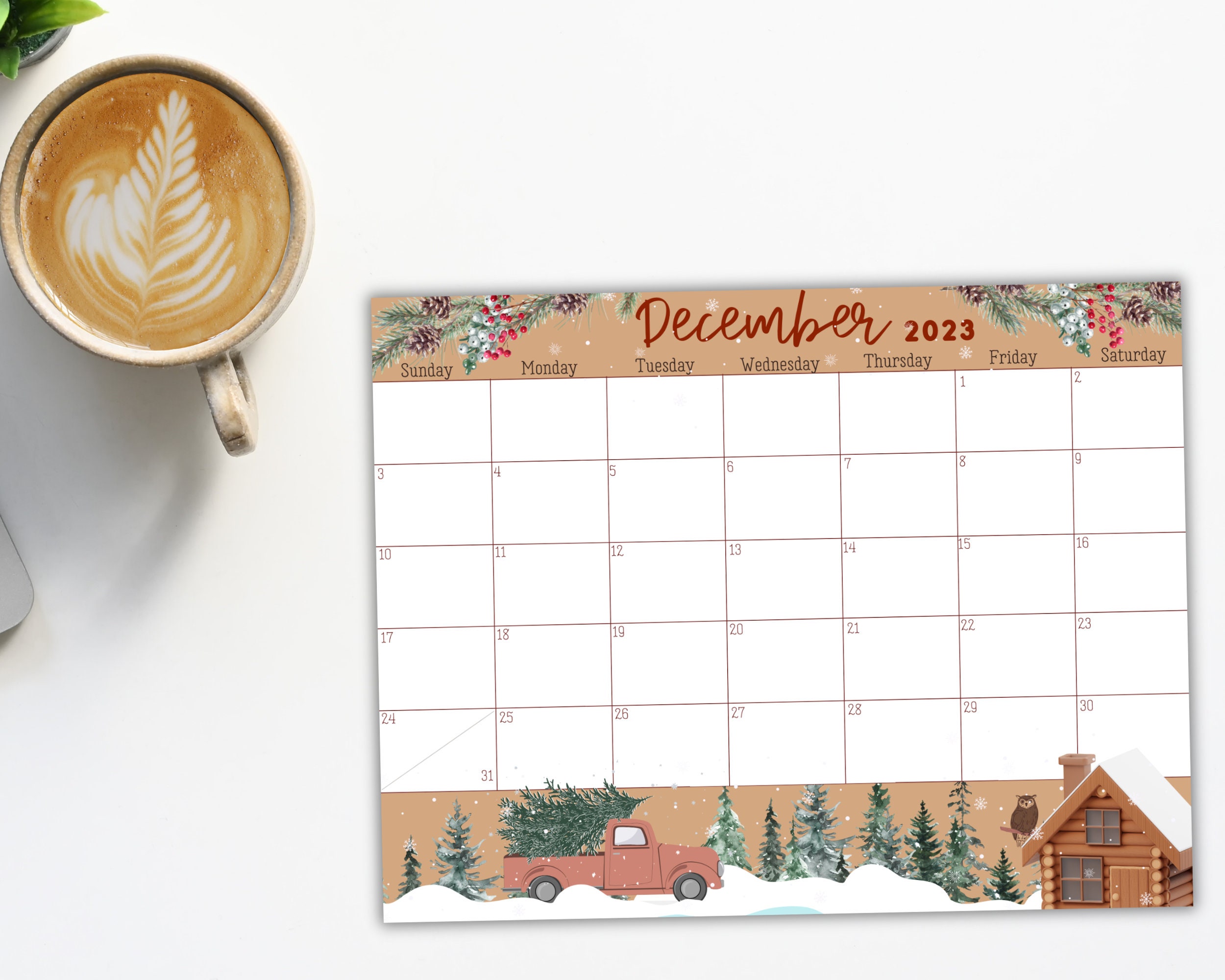 EDITABLE December 2023 Calendar Printable, December 2023 Planner, 2023 ...