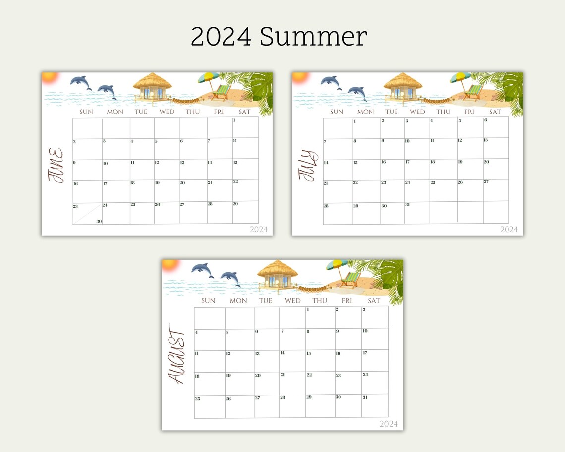 2024 Calendar Printable Landscape, 2024 Monthly Calendar Printable ...