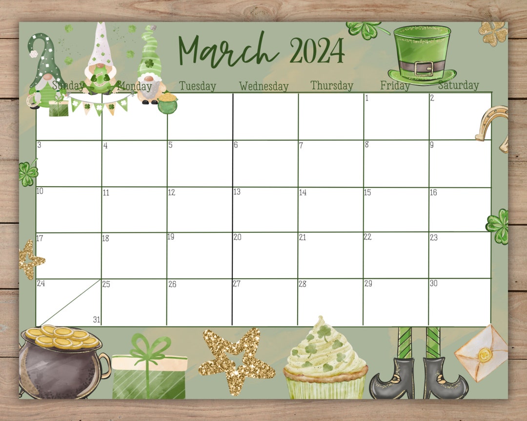 EDITABLE March 2024 Calendar Printable, 2024 March Monthly Planner ...