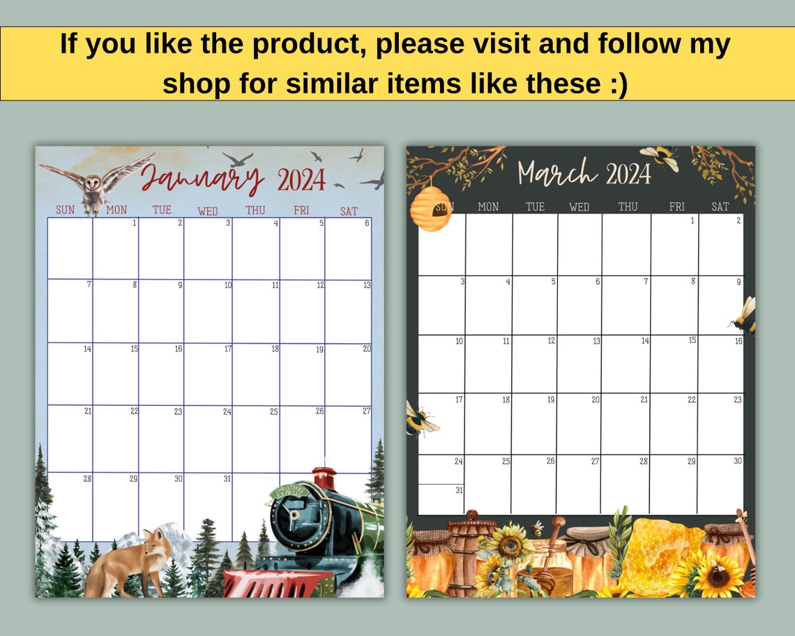 2024 Calendar Printable, 2024 Calendar, 2024 Calendar Template, 2024 ...