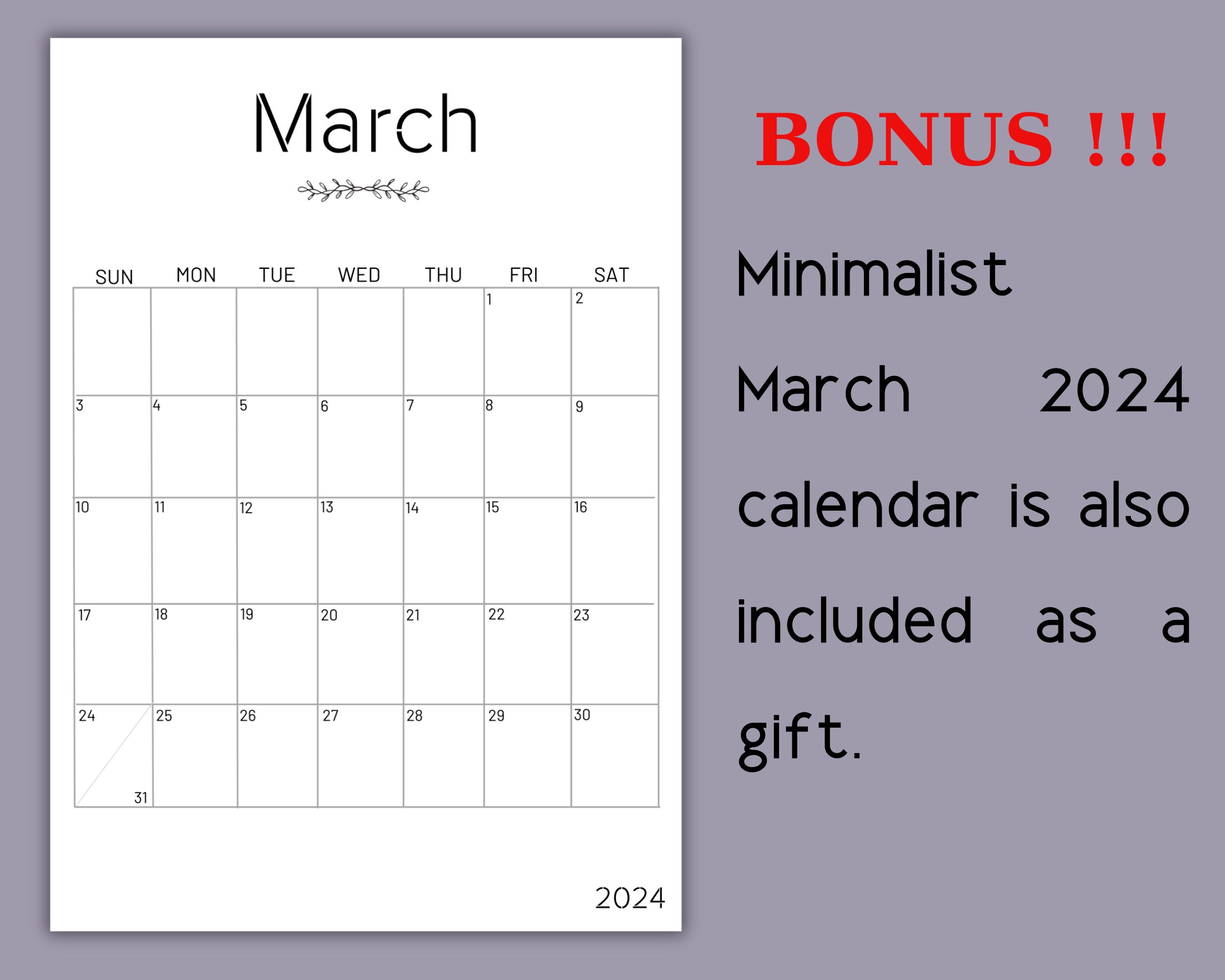 EDITABLE March 2024 Calendar Printable, 2024 March Monthly Planner ...