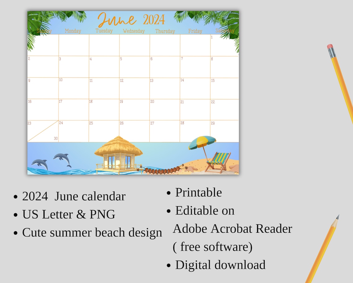 EDITABLE June 2024 Calendar Printable, 2024 June Monthly Planner, 2024 ...