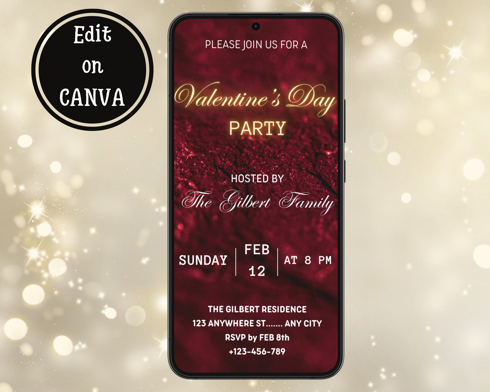 EDITABLE Digital Valentine's Day Party Invitation, Valentine's Day ...