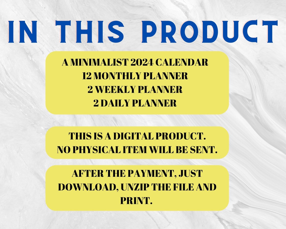 2024 Calendar Printable, 2024 Planner Bundle, Daily Planner, Weekly ...