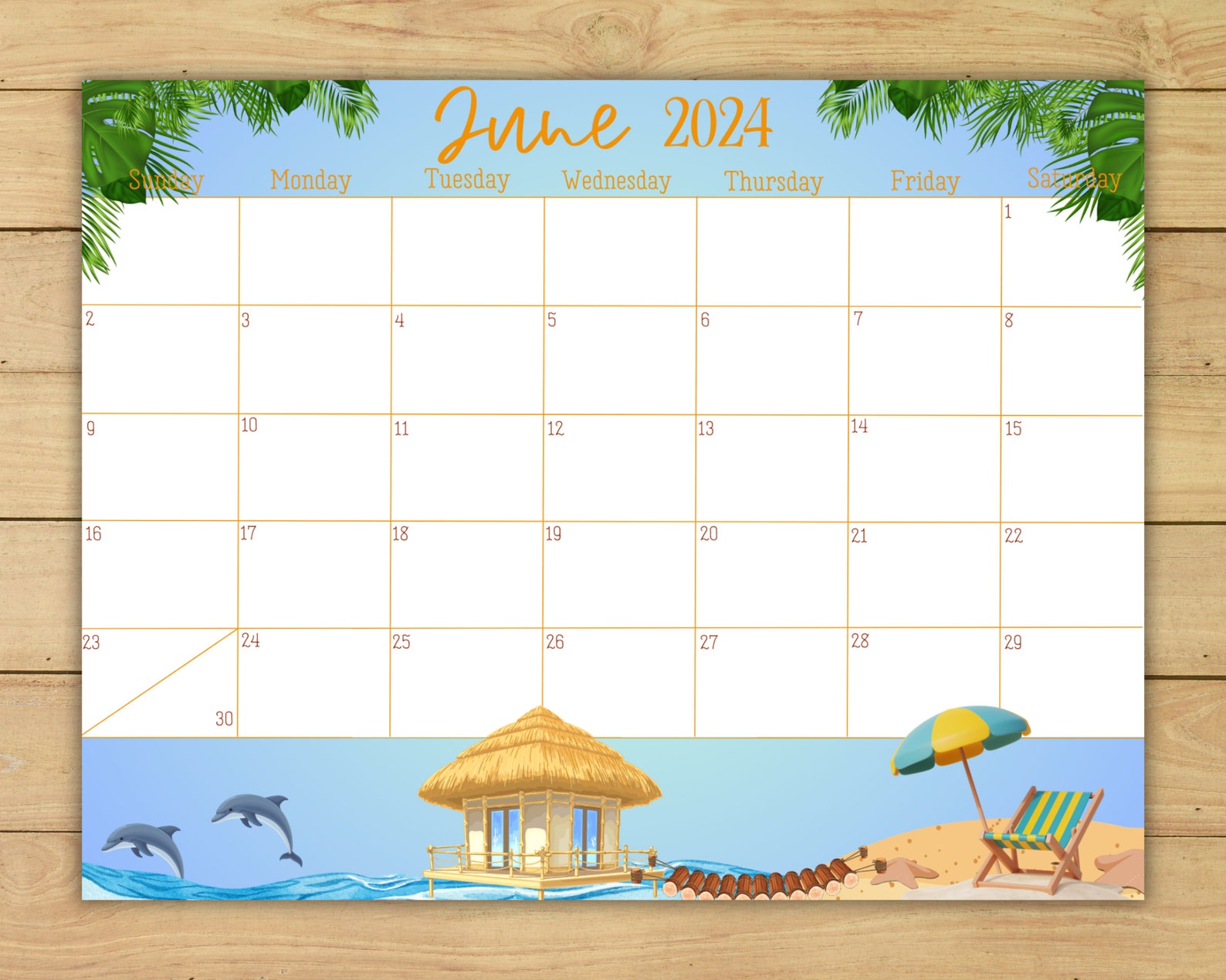 EDITABLE June 2024 Calendar Printable, 2024 June Monthly Planner, 2024 ...
