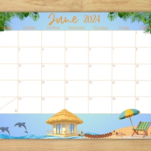 EDITABLE June 2024 Calendar Printable, 2024 June Monthly Planner, 2024 ...