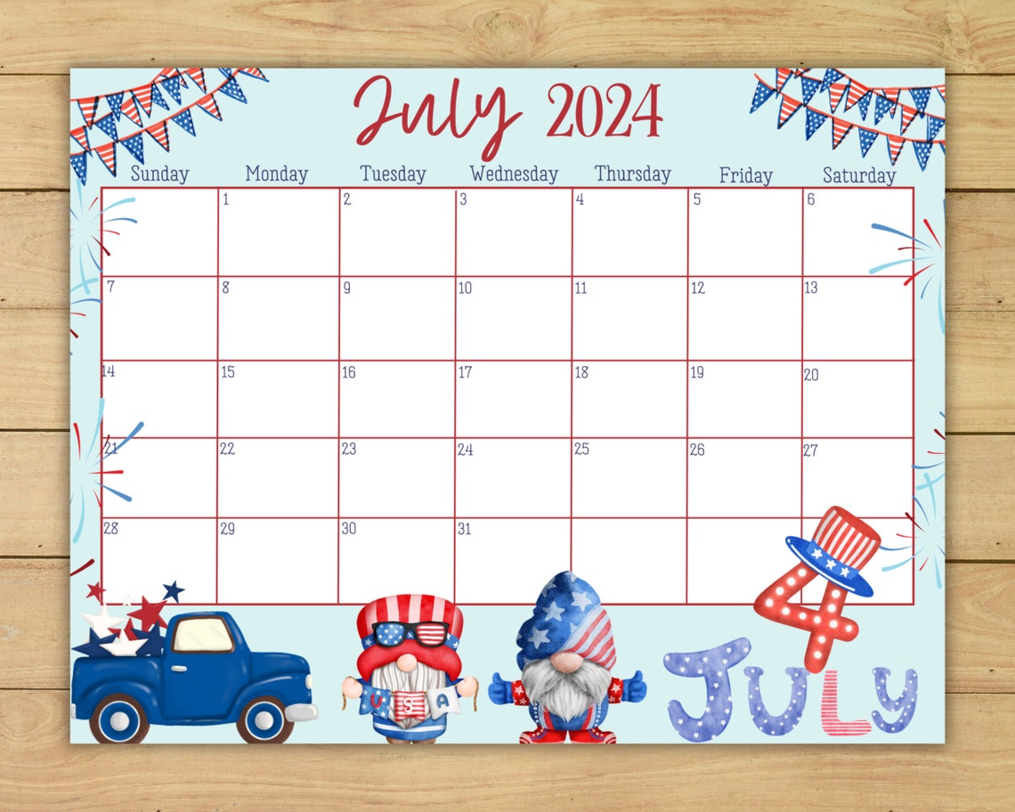 EDITABLE July 2024 Calendar Printable, 2024 July Monthly Planner ...