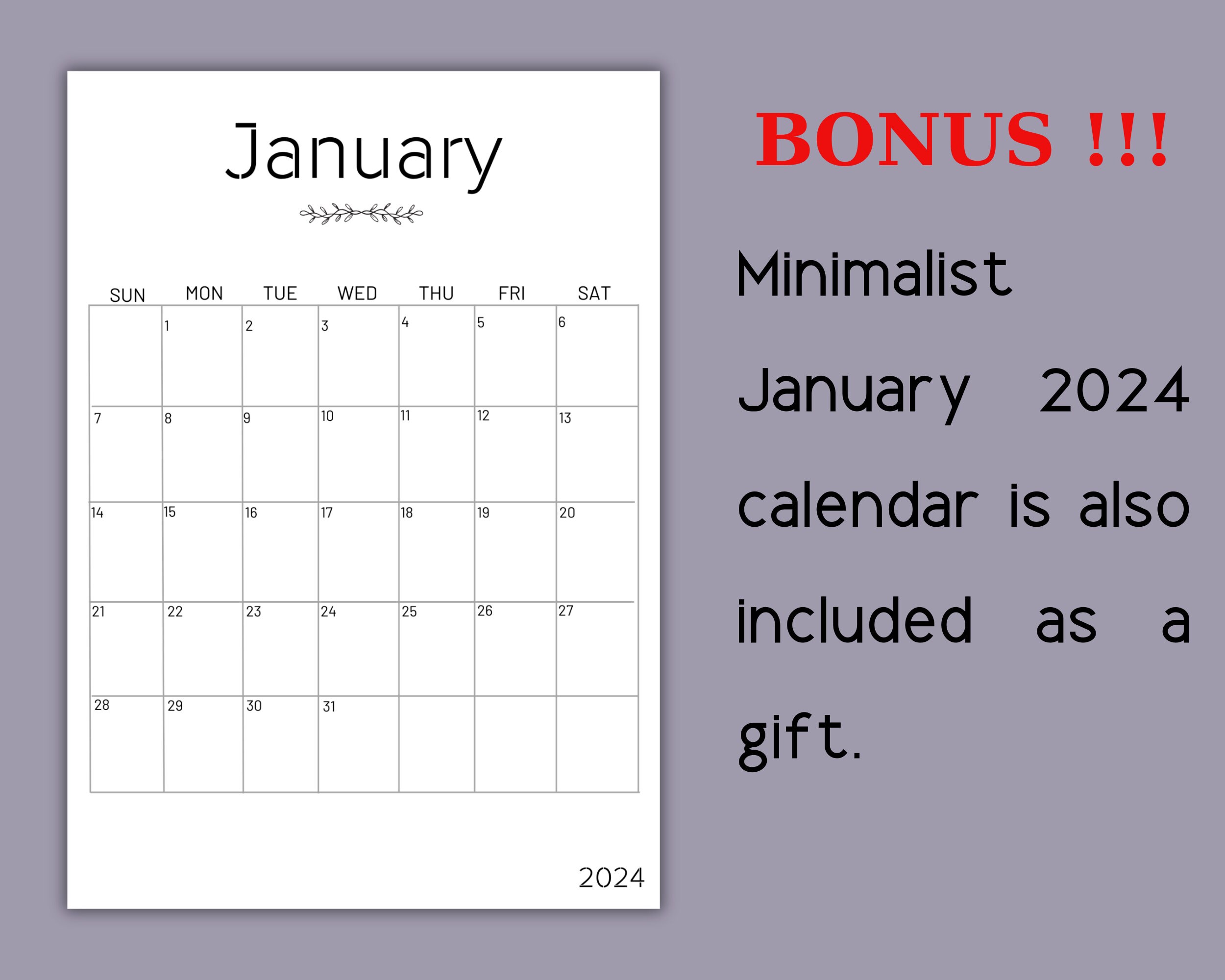 EDITABLE January 2024 Calendar Printable, 2024 January Planner, January ...