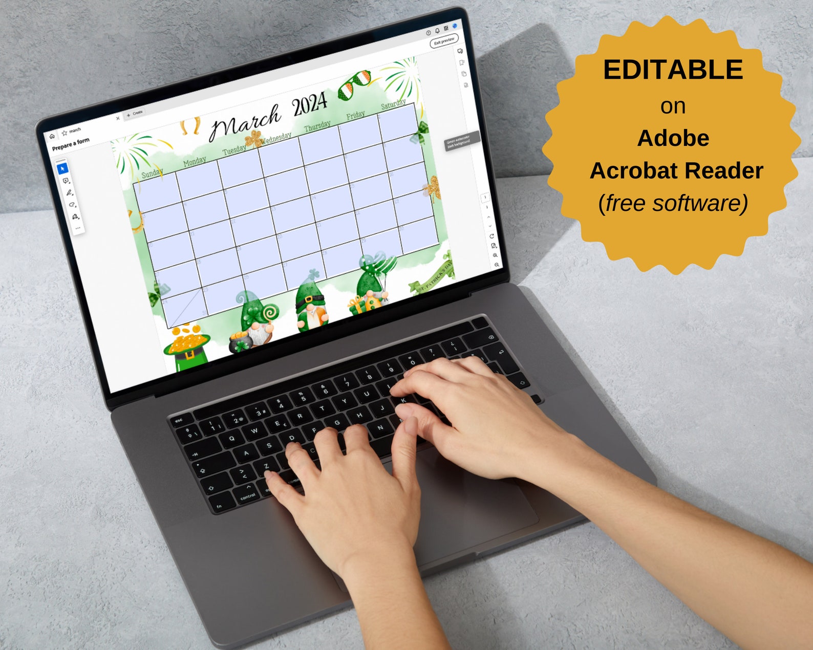 EDITABLE March 2024 Calendar Printable, 2024 March Planner, Happy Saint ...