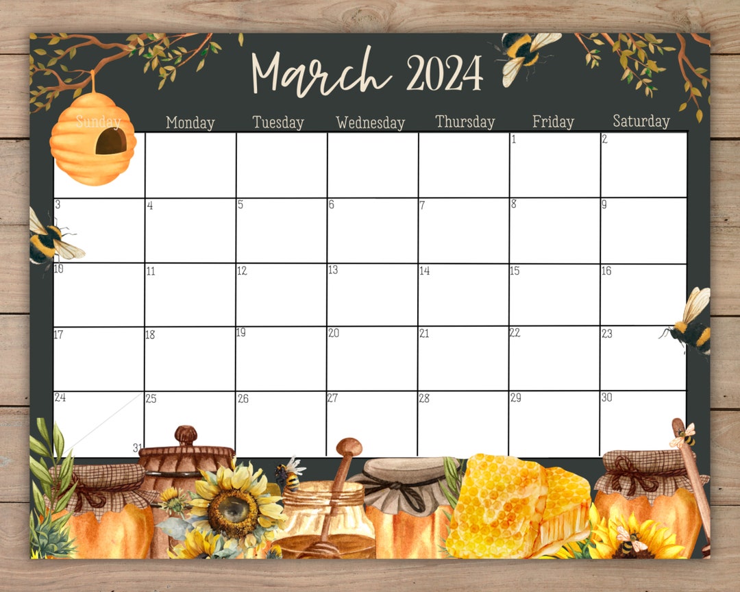 EDITABLE March 2024 Calendar Printable, 2024 March Monthly Planner ...
