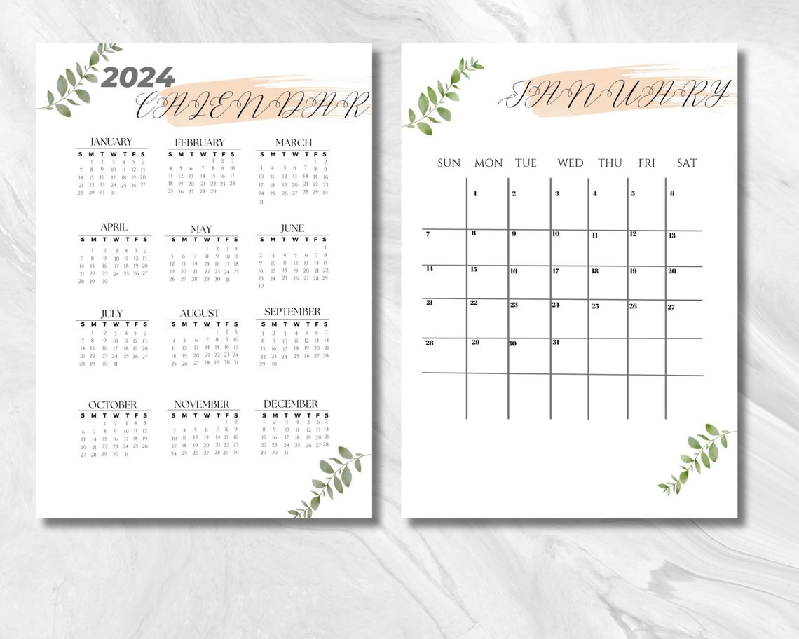 2024 Calendar Printable, 2024 Planner Bundle, Daily Planner, Weekly ...