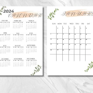 Minimalist Printable 2024 Calendar Daily Planner Weekly - Etsy