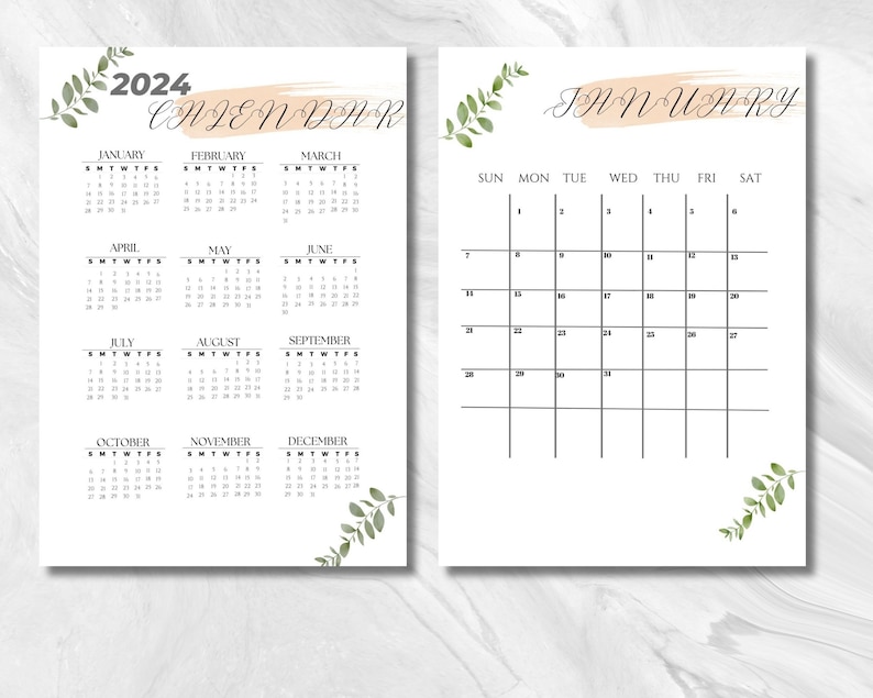 2024 Calendar Printable, 2024 Planner Bundle, Daily Planner, Weekly ...