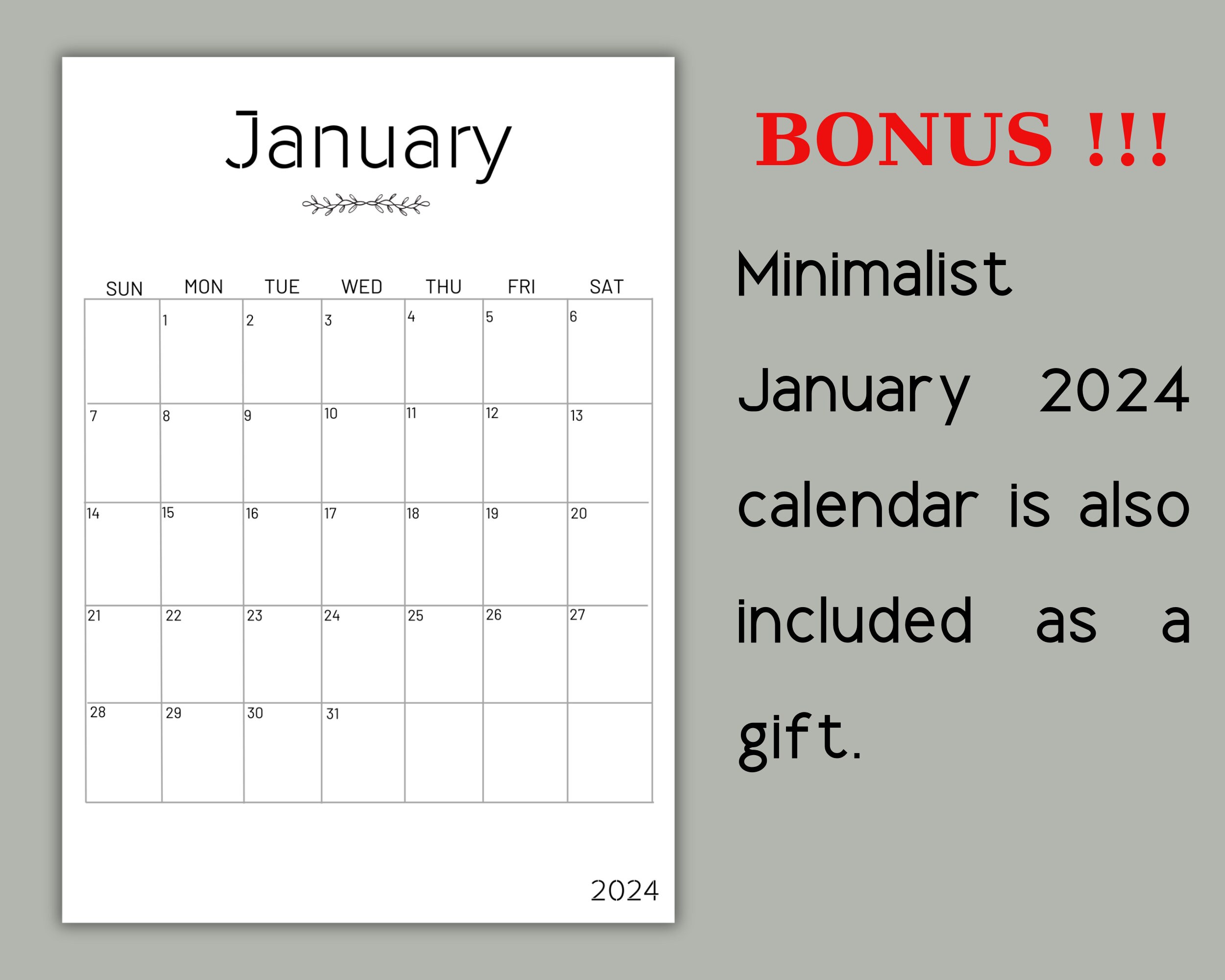 EDITABLE January 2024 Calendar Printable, January 2024 Planner, January ...