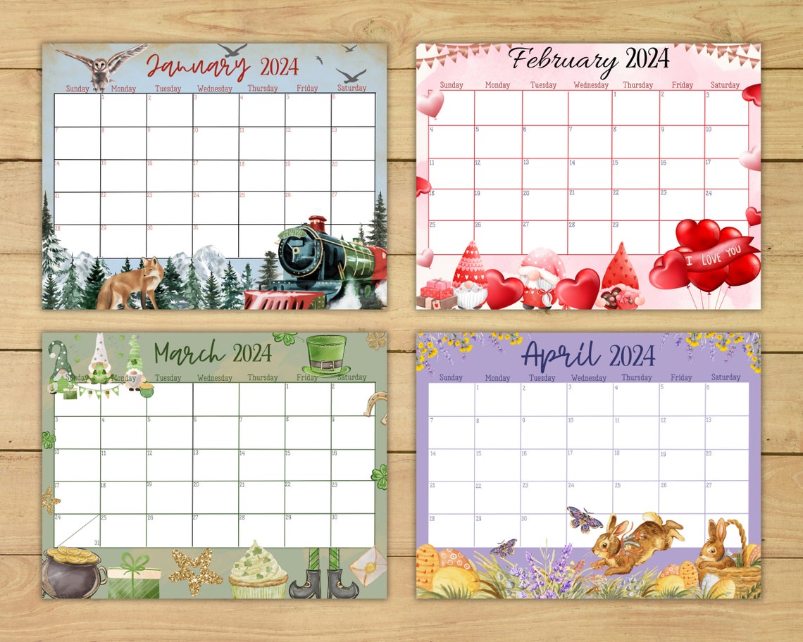 EDITABLE Monthly Calendar 2024 BUNDLE, Editable Printable Fillable ...