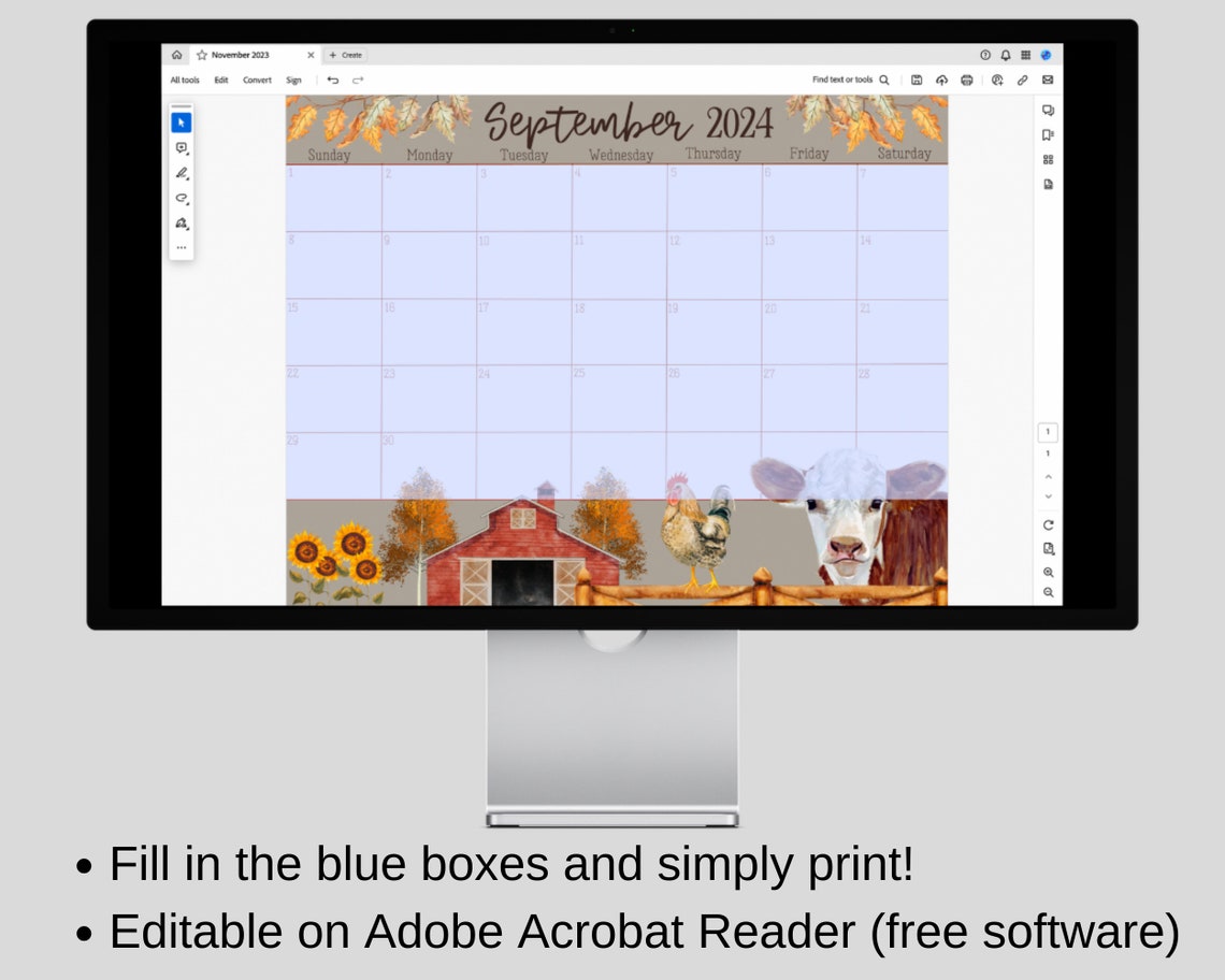 EDITABLE September 2024 Calendar Printable, Back to School 2024 ...