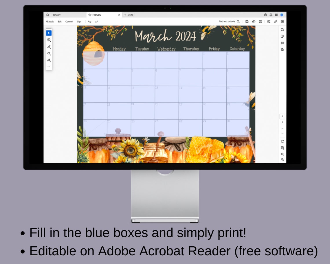EDITABLE March 2024 Calendar Printable, 2024 March Monthly Planner ...