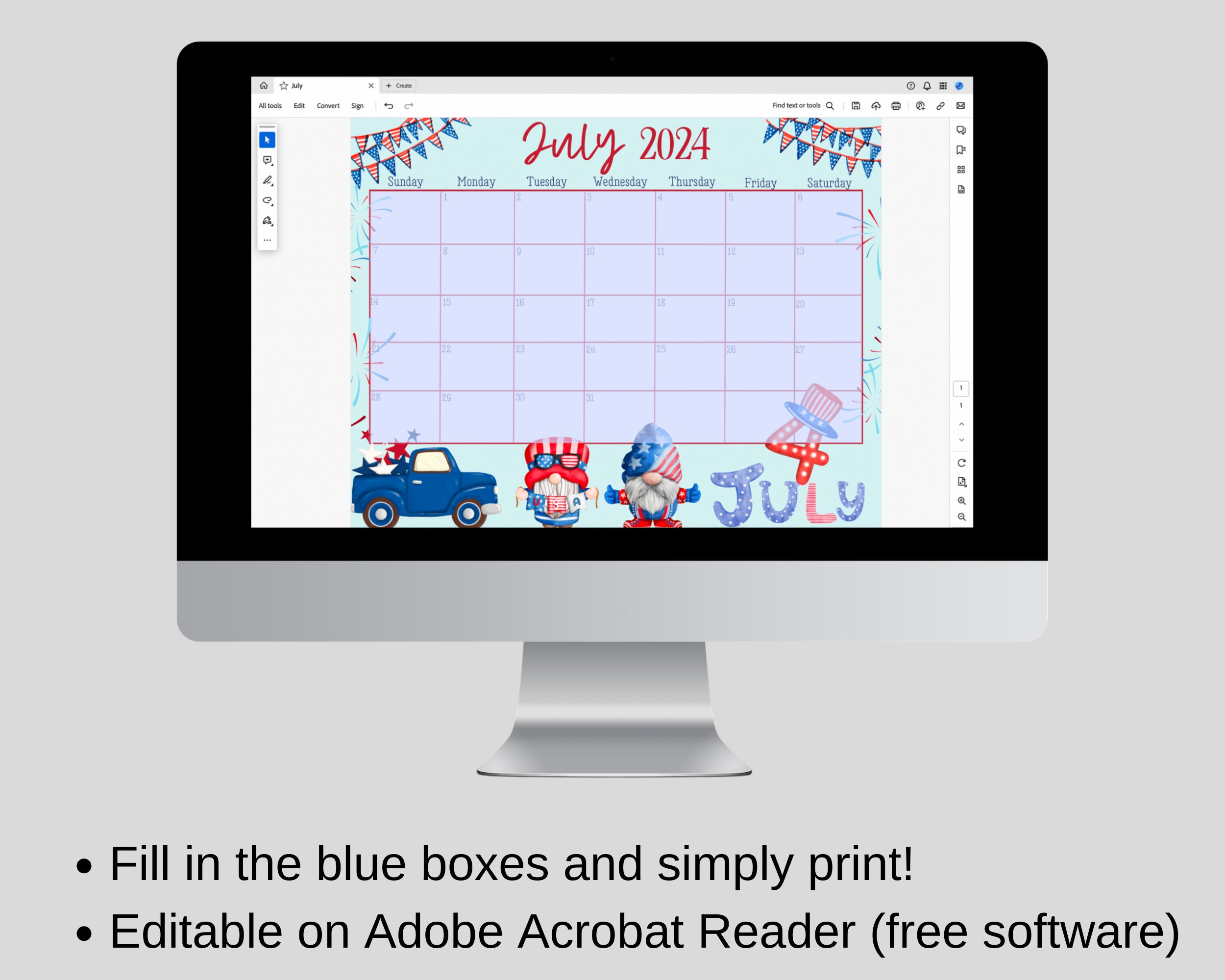 EDITABLE July 2024 Calendar Printable, 2024 July Monthly Planner ...